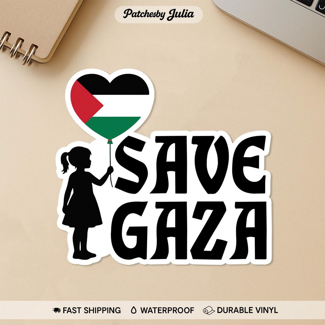 Save Gaza Sticker, Free Palestine Human Rights Protest Palestinian Flag ...