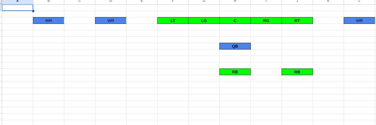 Football Depth Chart Template – 20 Personnel - Etsy