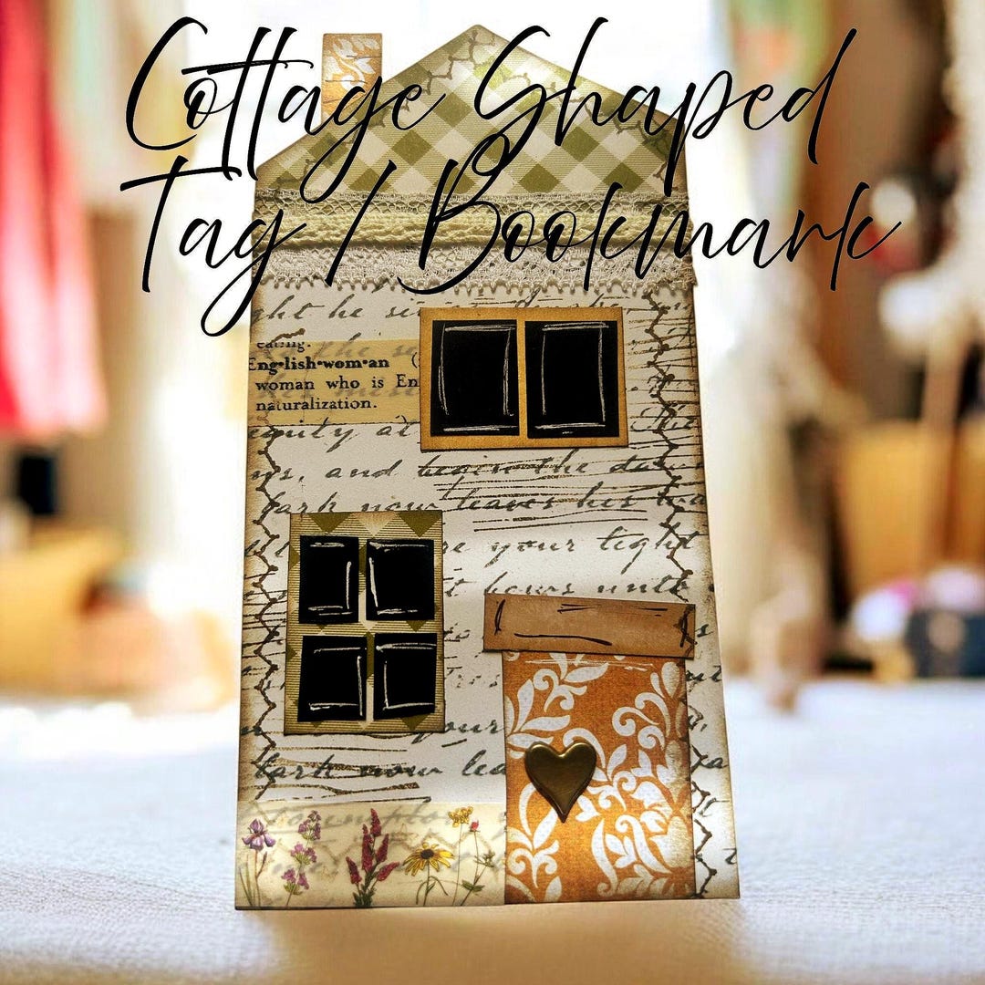 Cottage Shaped Tag for Junk Journals, Cottage-core Ephemera, Layered ...