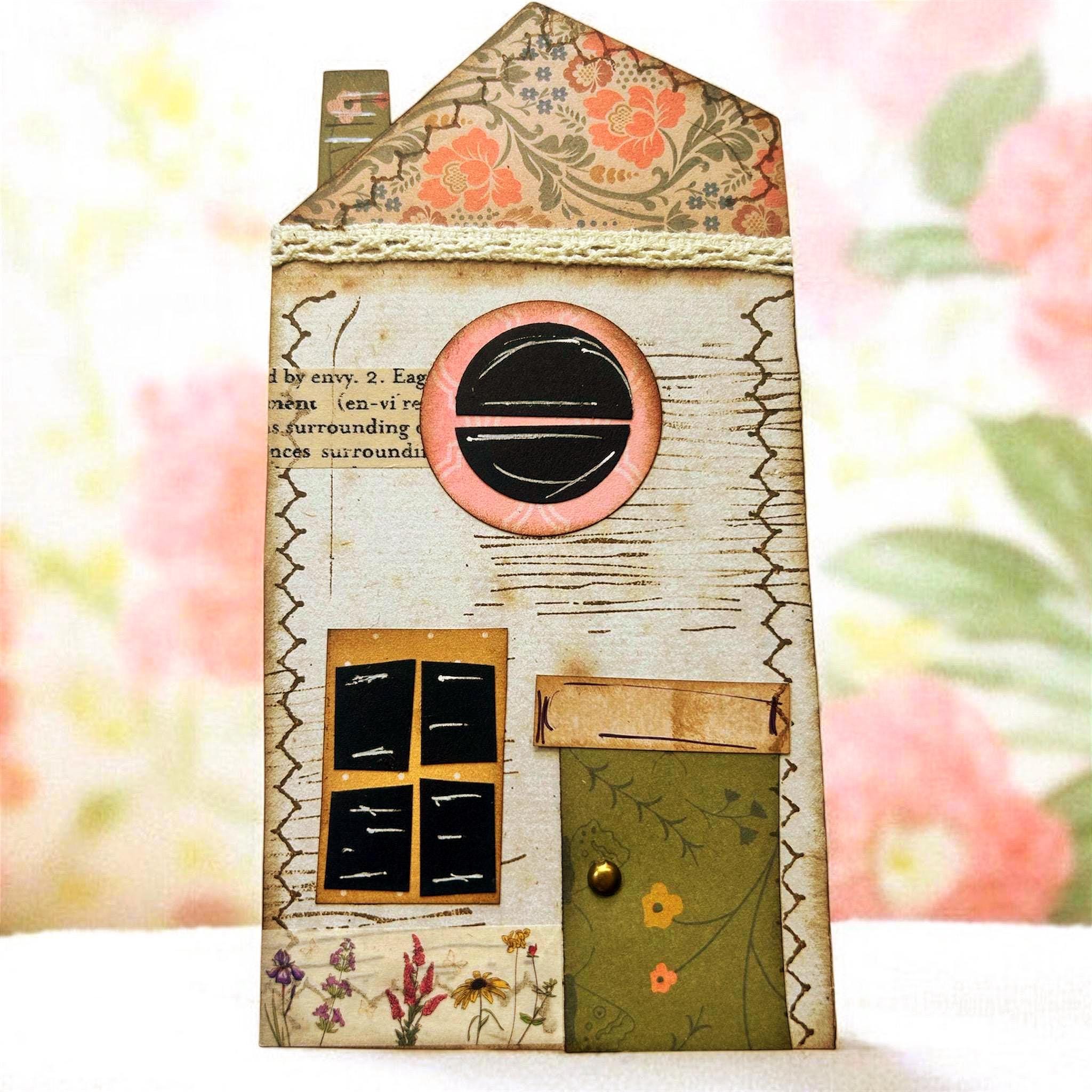 Cottage Shaped Tag for Junk Journals, Cottage-core Ephemera, Layered ...