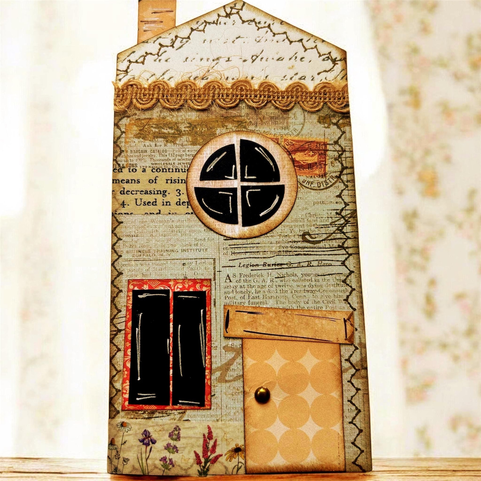 Cottage Shaped Tag for Junk Journals, Cottage-core Ephemera, Layered ...