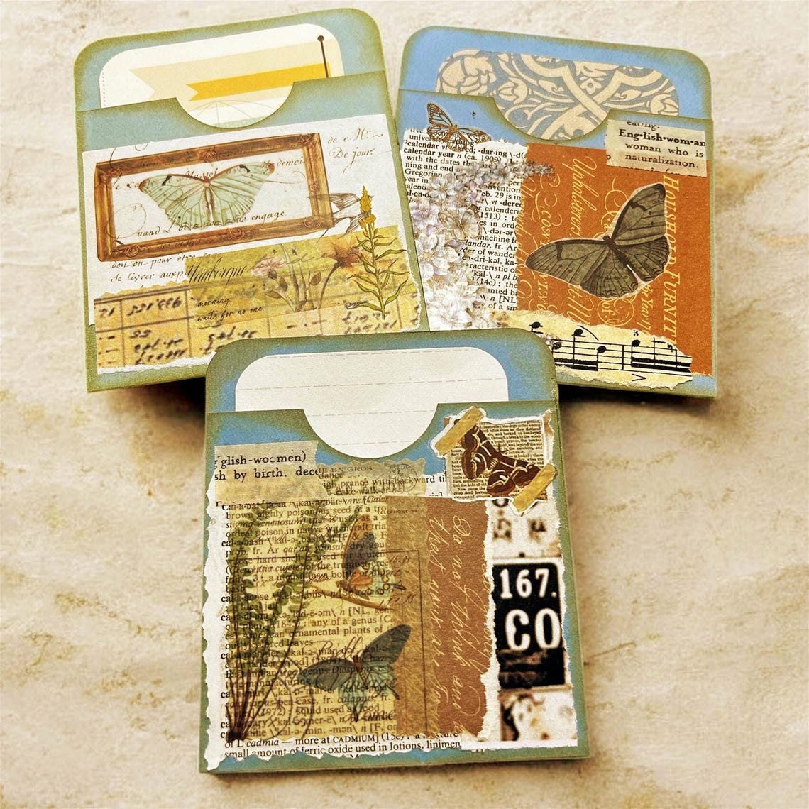 Faux Library Pockets & Journal Cards, Junk Journal Ephemera, Collage ...