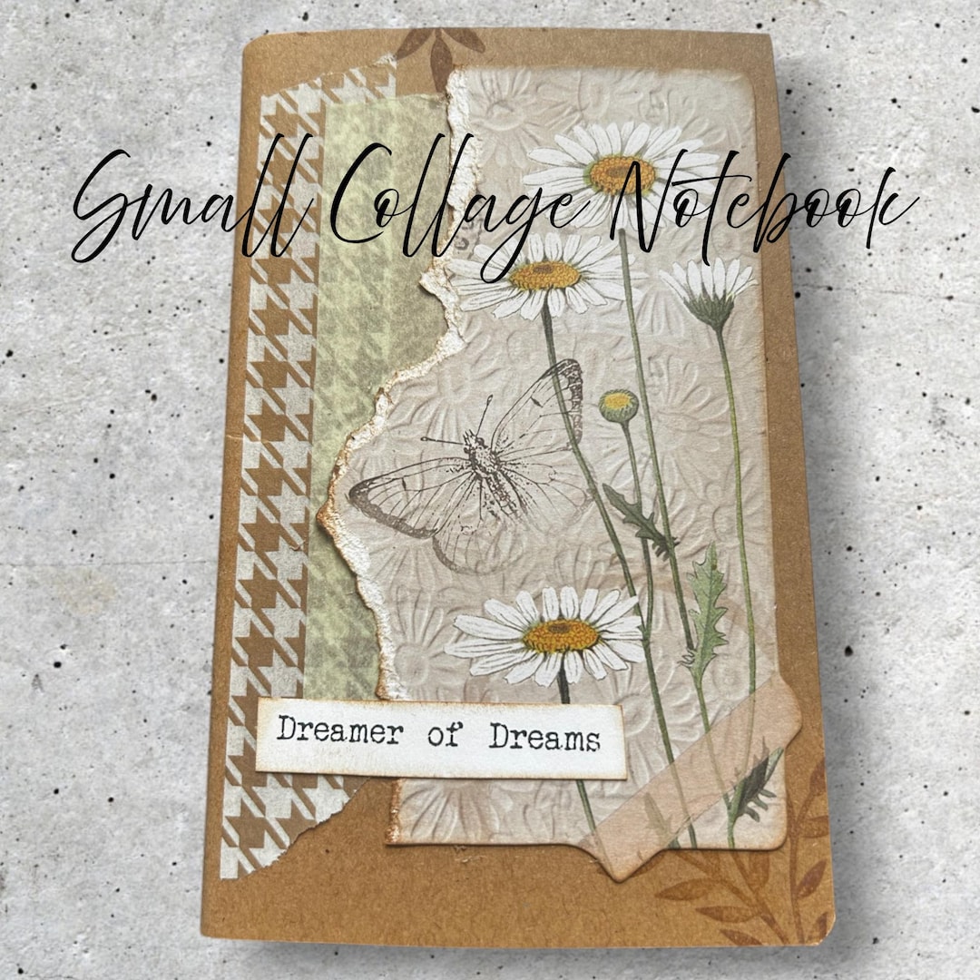 Small Pocket Journal, Cottage-core Notebook, Handmade Collage Notebook ...