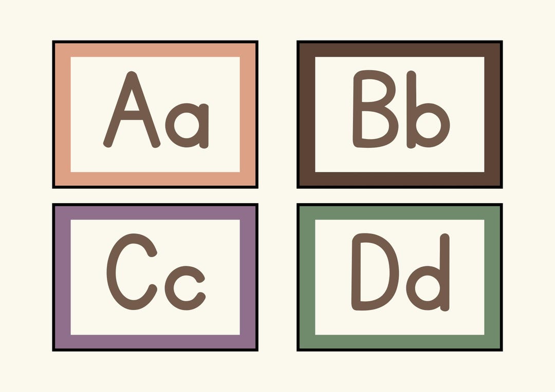 Boho Alphabet Flashcards: Muted Color Learning Cards - Etsy