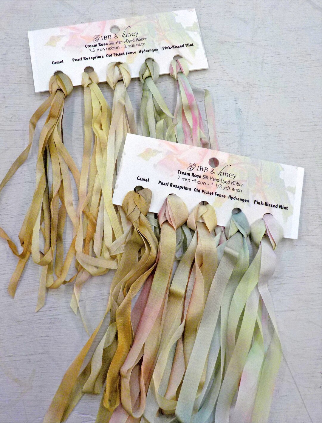 Cream Rose Ribbon Set...gibb & Hiney, Hand-dyed Silk Ribbon, 5 Colors ...