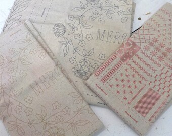 Jardin De Fleurs Broderie Linen Sampler...french General...moda Fabrics ...