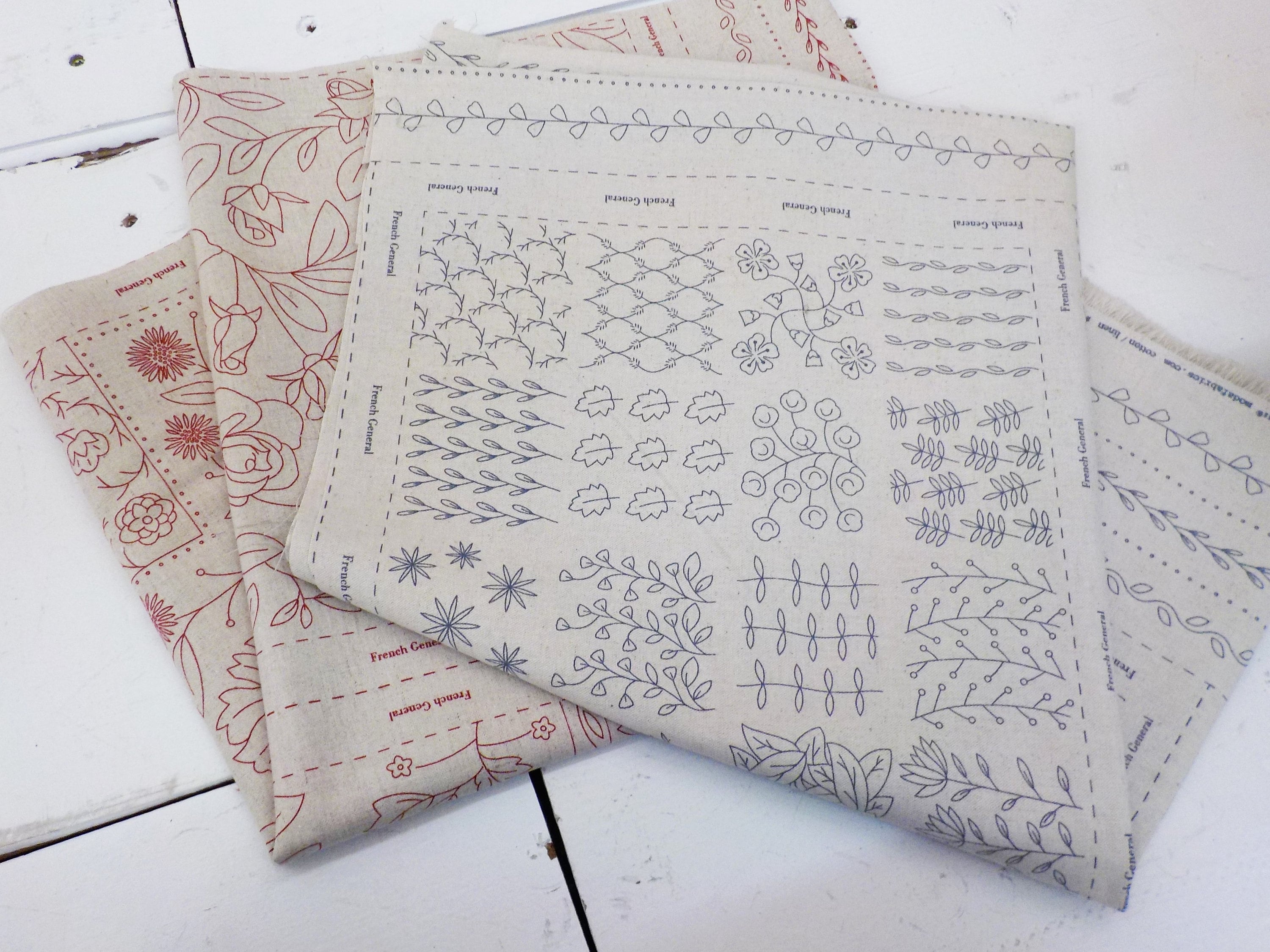 Jardin de Fleurs Broderie Linen Sampler by French General for Moda ...