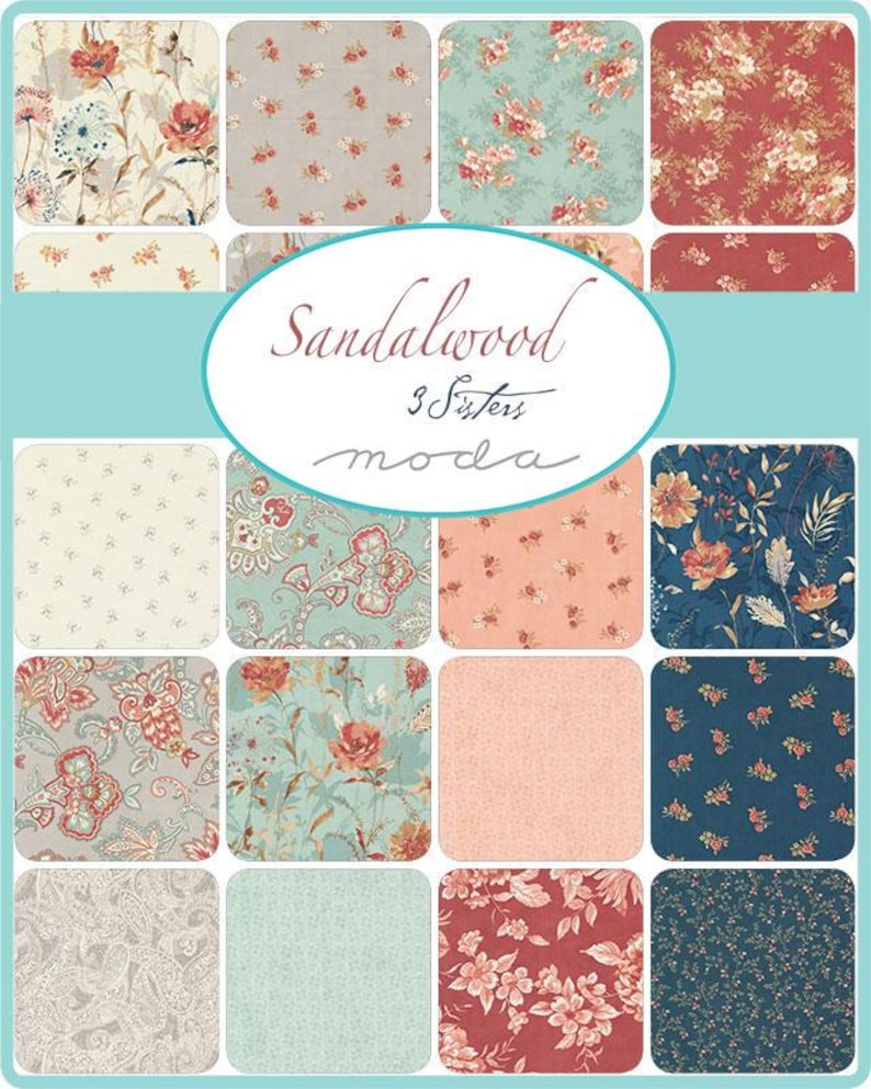 Sandalwood...indigo Fat Quarter Bundle...3 Sisters...moda Fabrics...7 ...