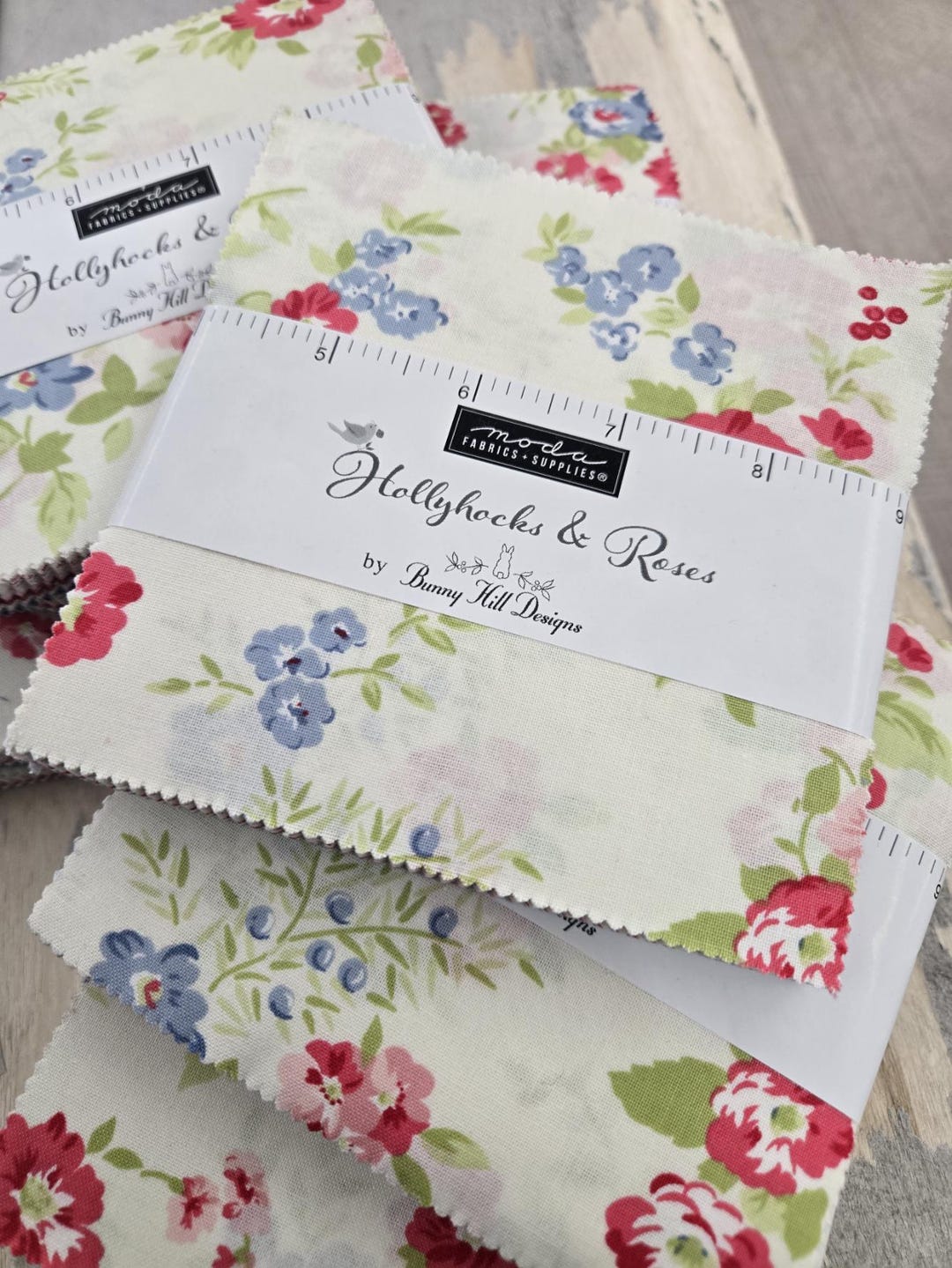 Hollyhocks & Roses...charm Pack...bunny Hill Designs...moda Fabrics - Etsy