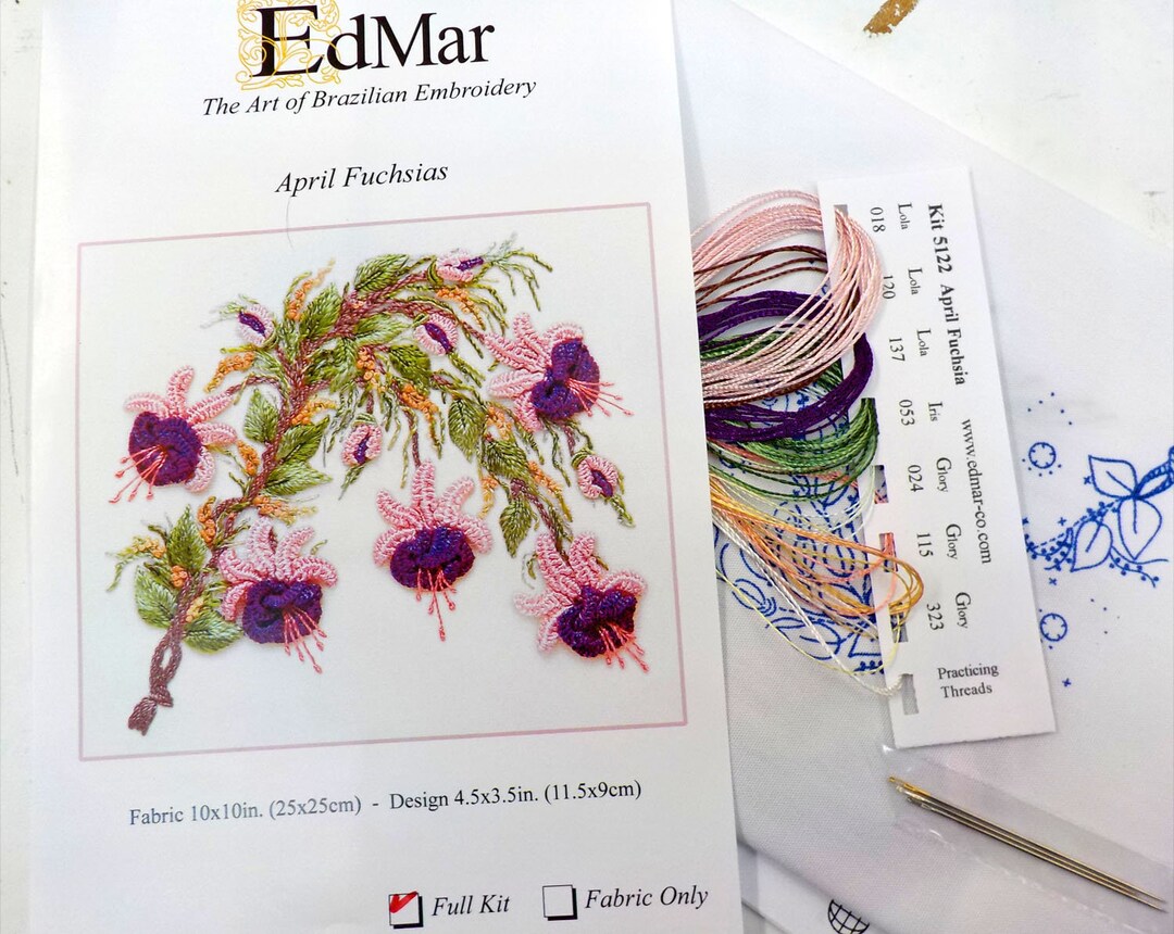 April Fuchsias...edmar Kit #5122...brazilian Embroidery - Etsy