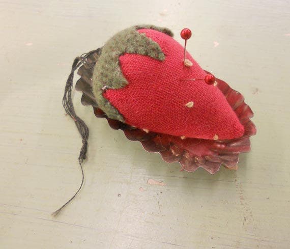 Summer Strawberry pincushion kit...pattern by sweetwater cotton shoppe