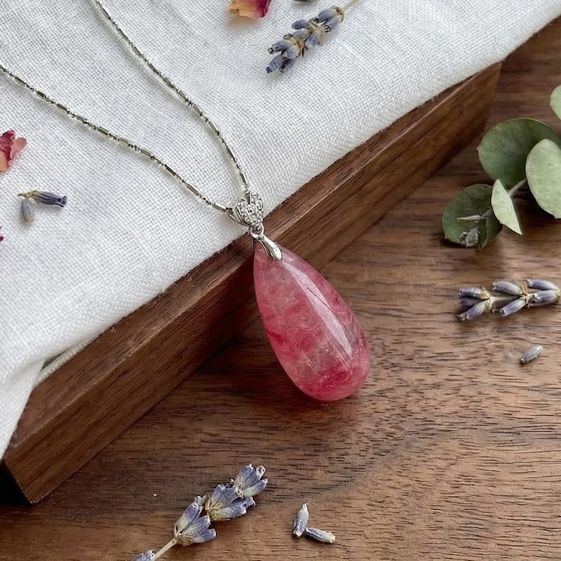 Rhodonite Raw Necklace - Etsy