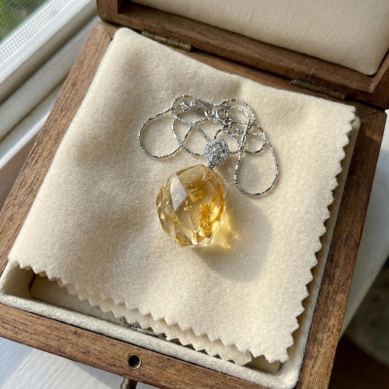 Natural Citrine Pendant Necklace, 925 Sterling Silver Necklace, Healing ...