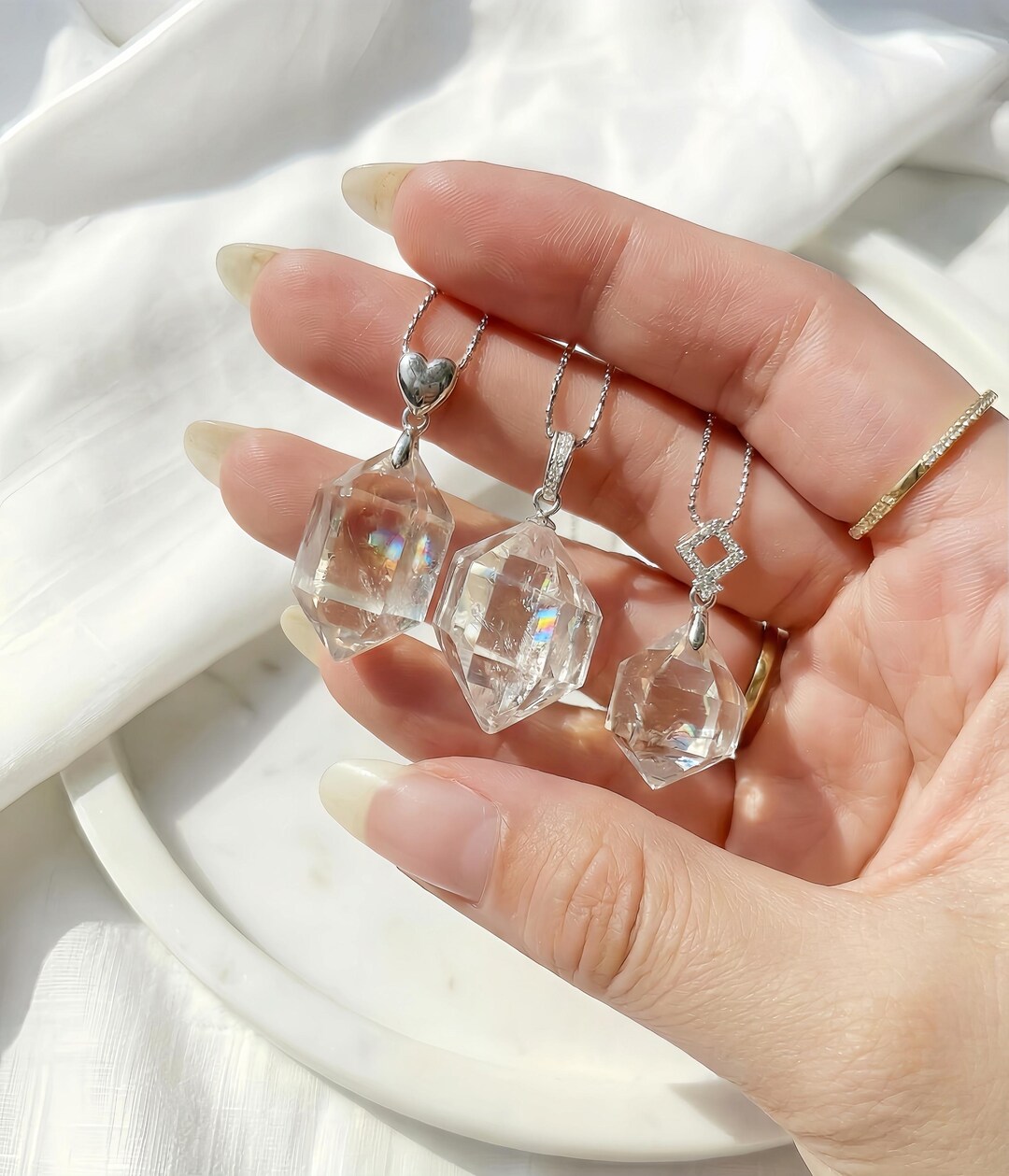 Herkimer Diamond Necklace, Sterling Silver Crystal Healing Jewelry - Etsy