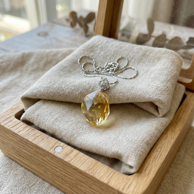 Natural Citrine Pendant Necklace, 925 Sterling Silver Necklace, Healing ...