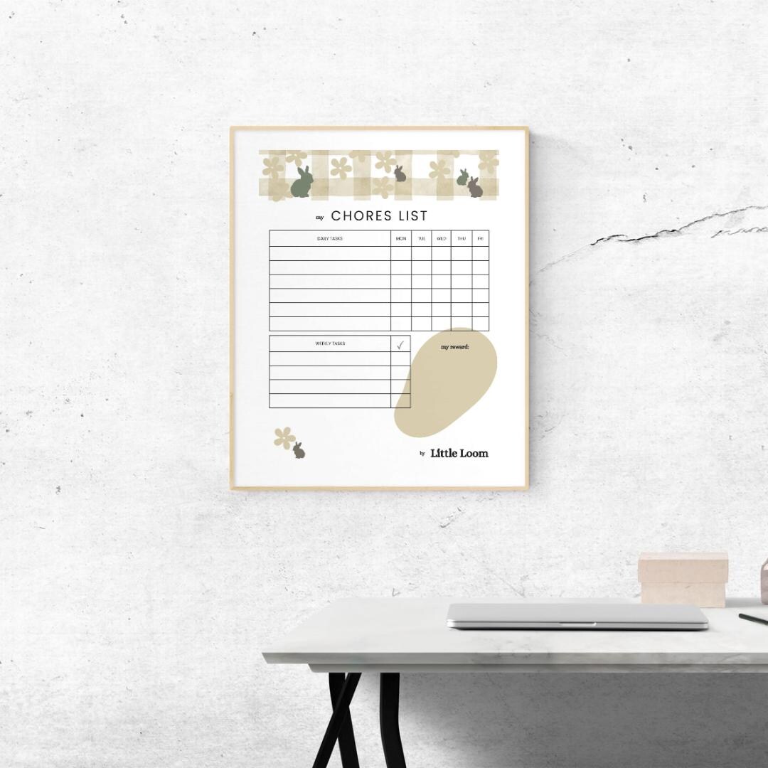 Bunny Chore Chart Printable: Editable Kids Routine (instant Download ...