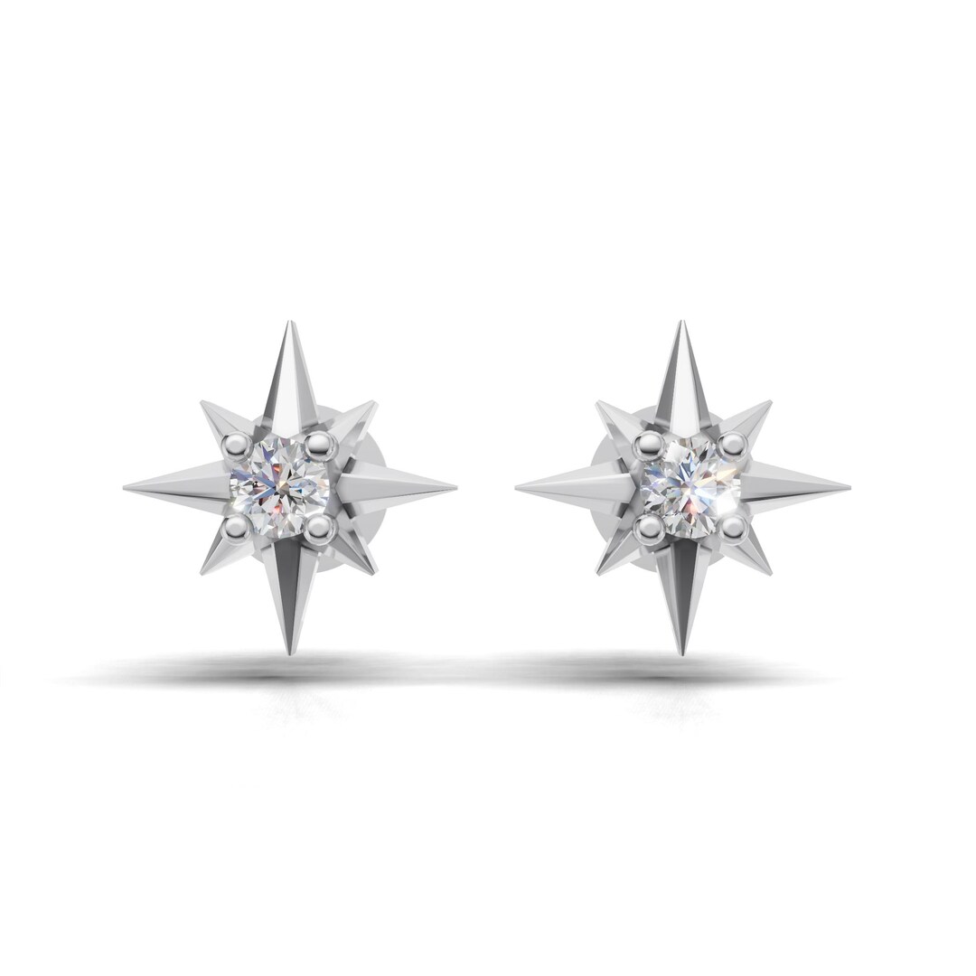Stellar Diamond Star Earrings in Sterling Silver - Etsy