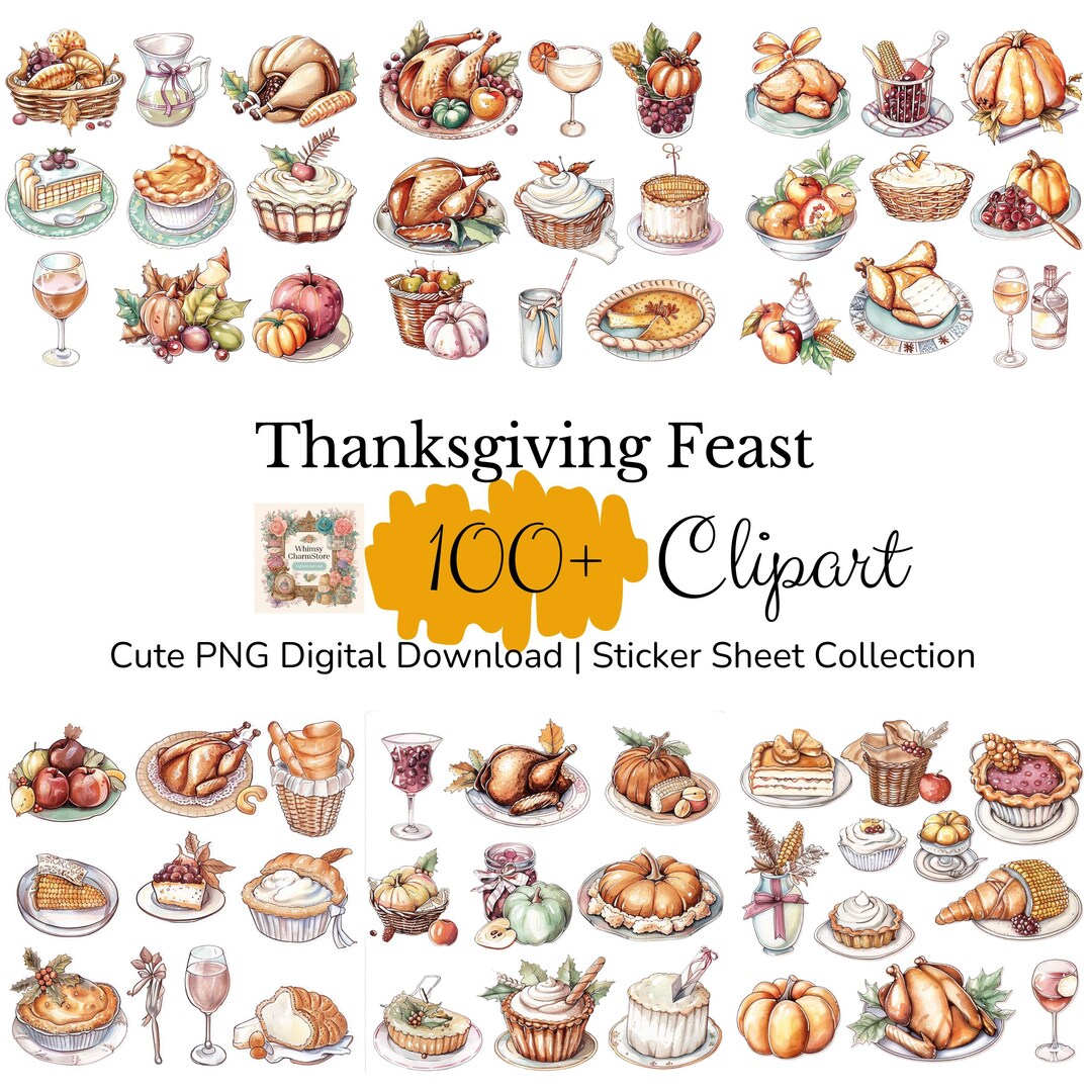 Thanksgiving Feast Fussy Cut,thanksgiving Stickers,vintage Cut Stickers ...