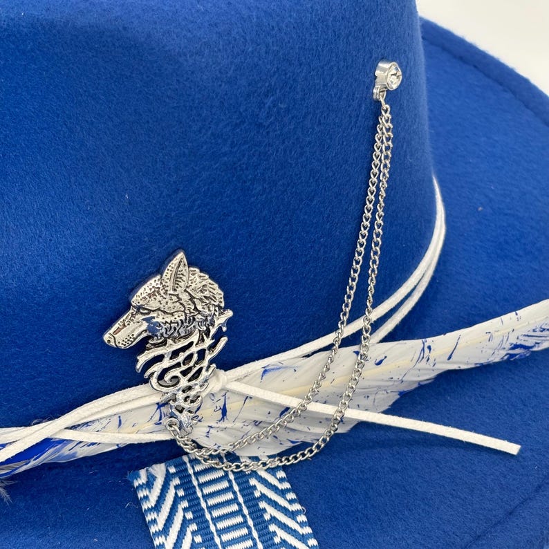 Royal Blue & White Handcrafted Fedora - Etsy New Zealand