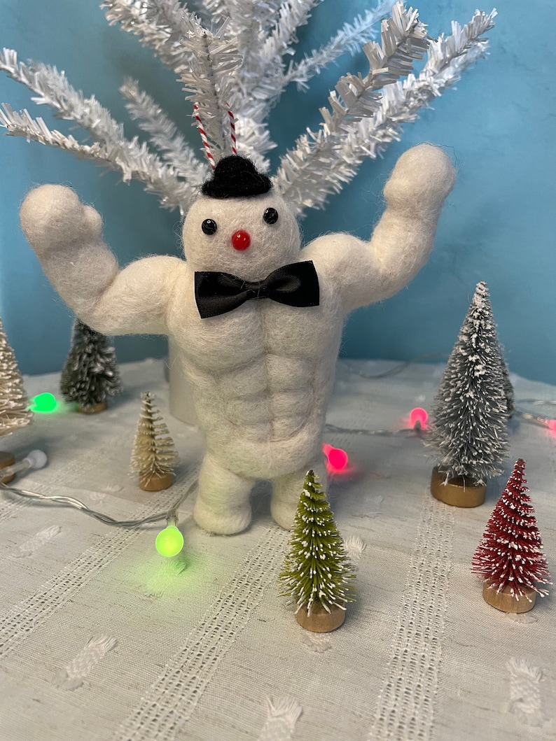 Buff Snowman Needle Felted Ornament - Etsy