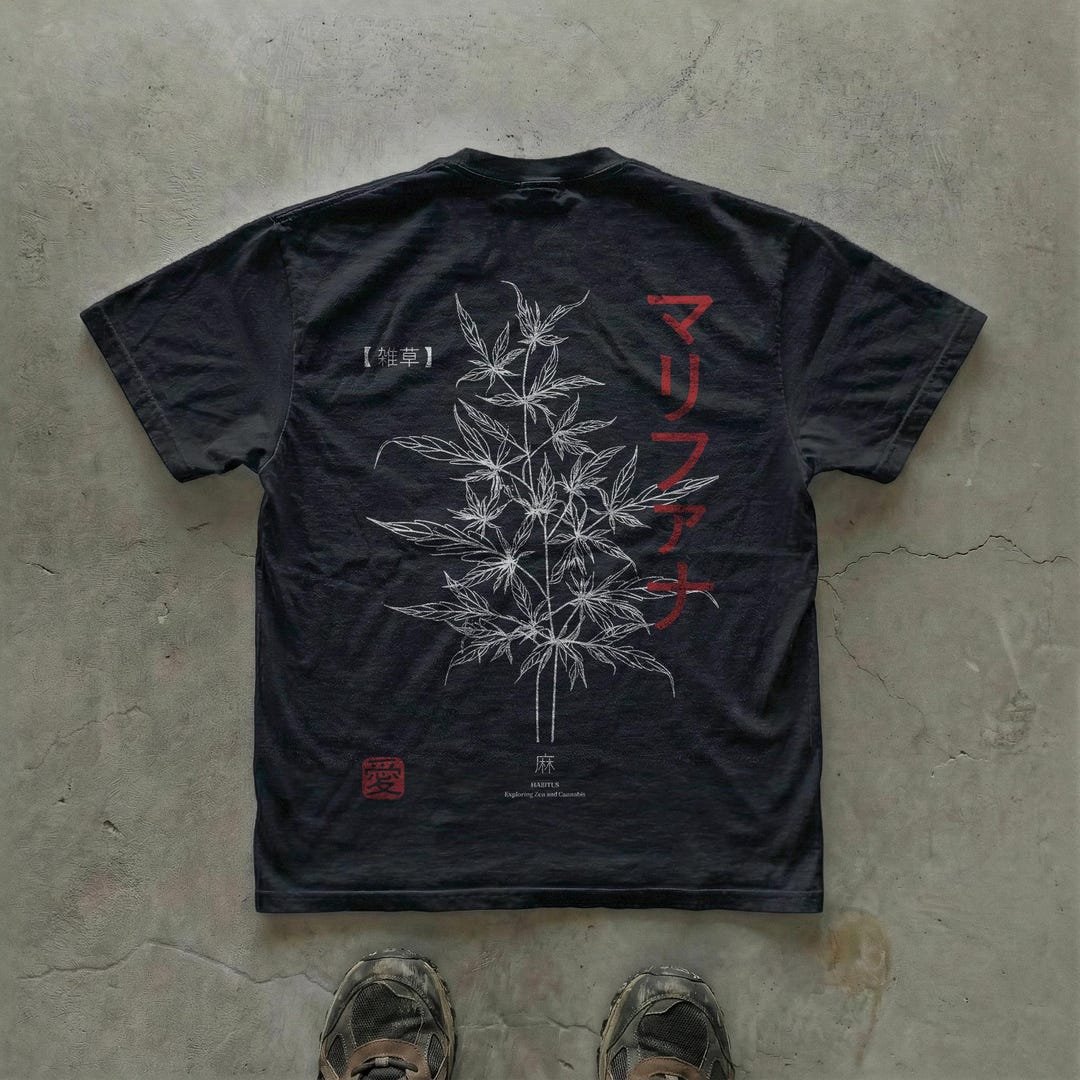Zen Hemp T-shirt | Japanese Botanical Graphic Tee | Minimalist Cannabis ...