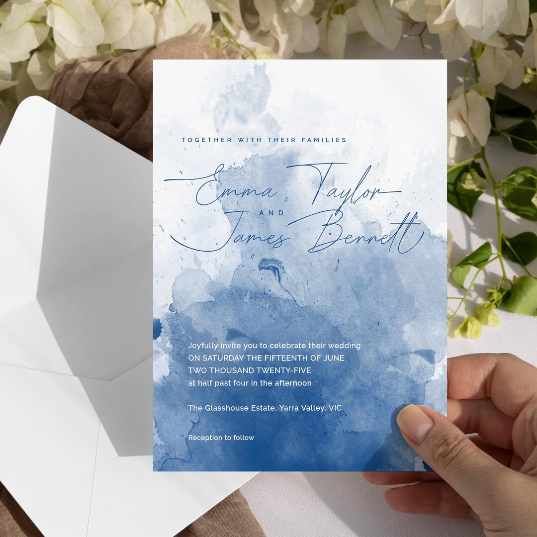 Blue Lagoon - Editable Wedding Invitation Template | Instant Download ...