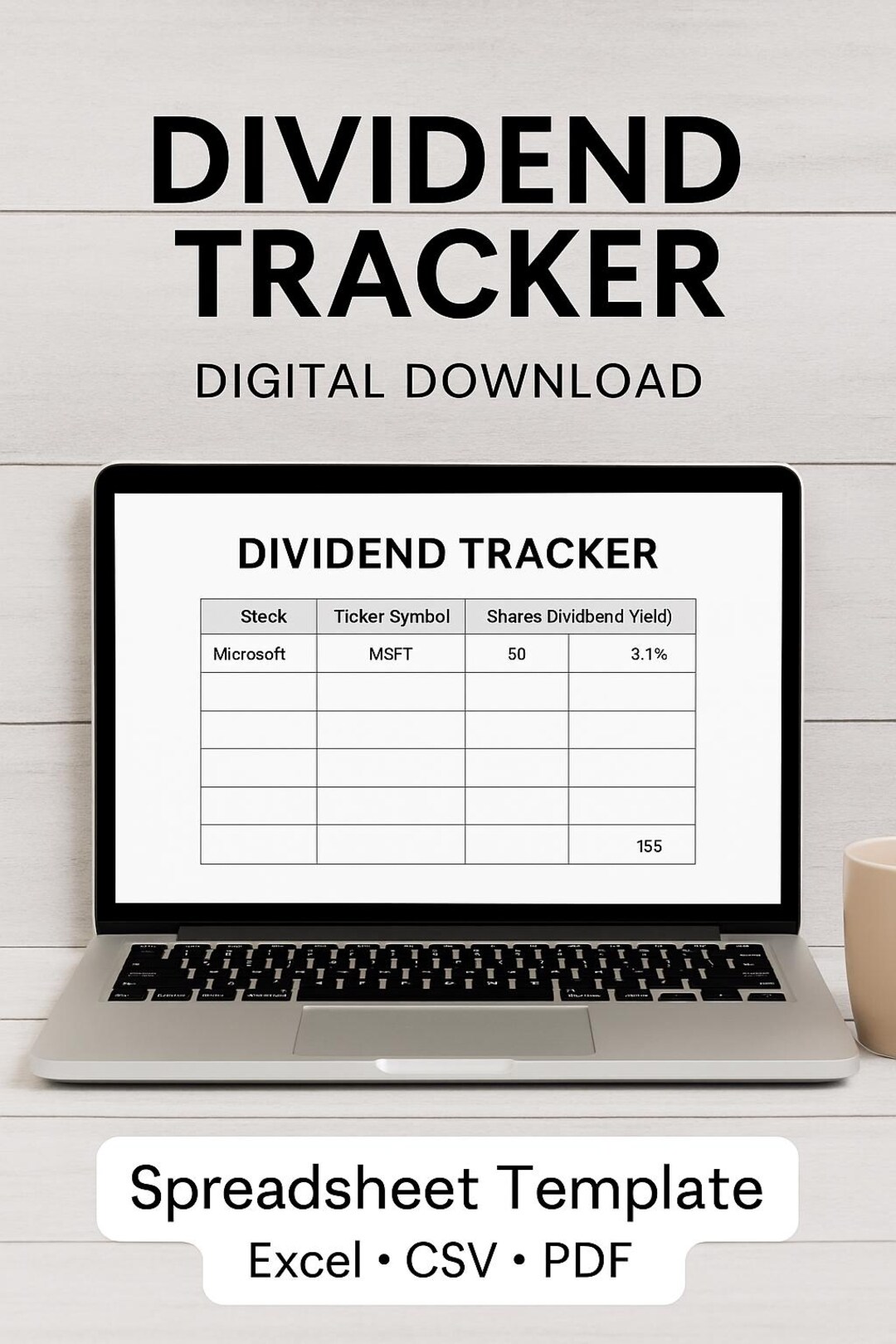 Dividend Tracker Spreadsheet (excel • CSV • PDF) | Passive Income ...