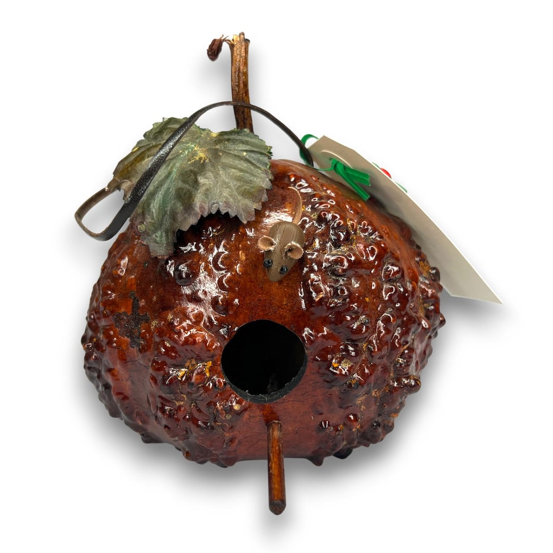 Handcrafted Lang Gourd Birdhouse Mouse Leaf Vine Natural Gourd Folk Art ...