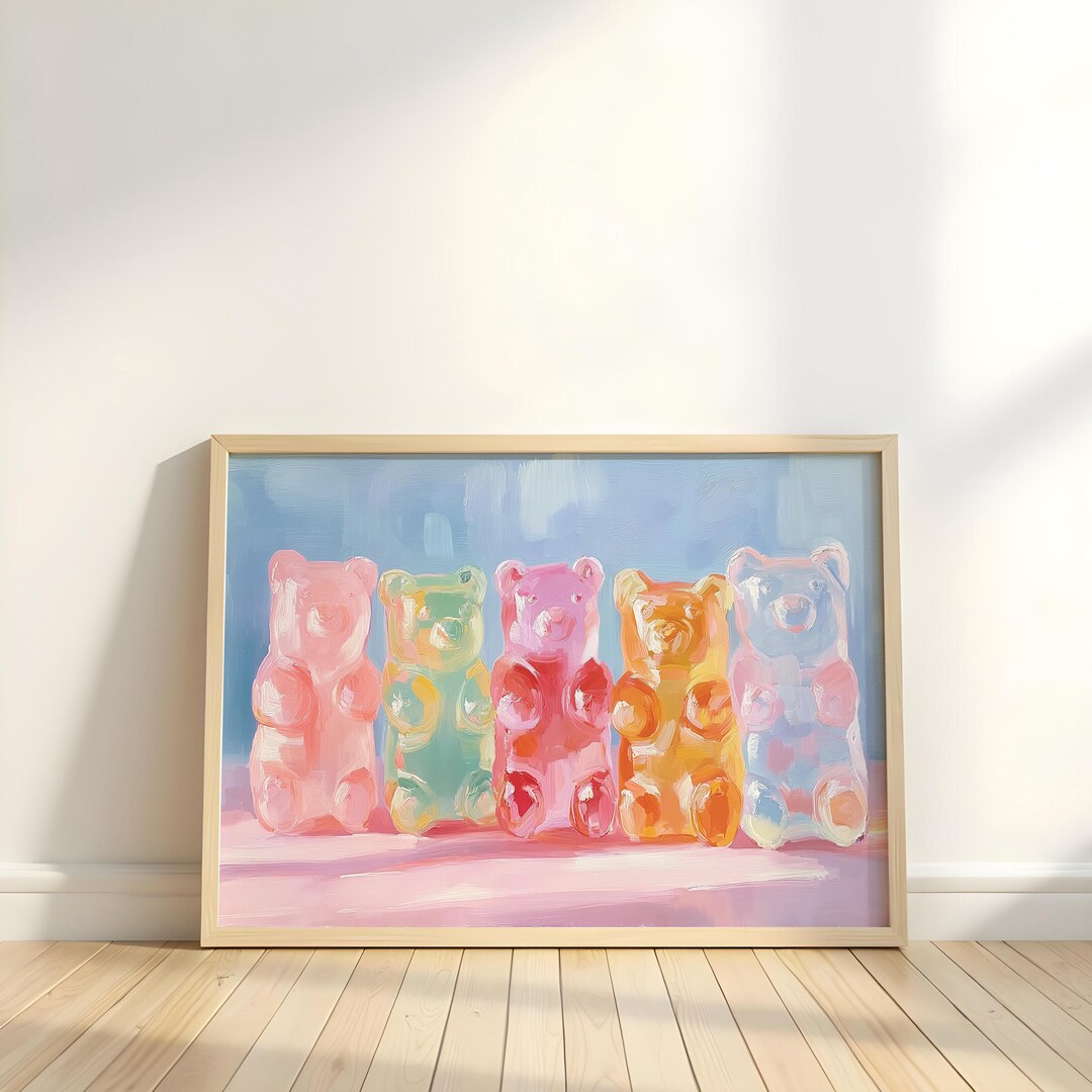 Pop Art Pastel Gummy Bears - Cute Playful Colorful Wall Art, Candy Shop ...