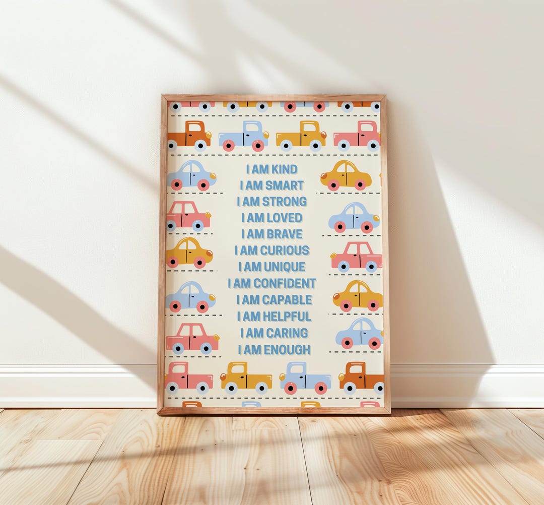 Kids Printable Affirmation Poster - Cute Transportation Wall Art ...