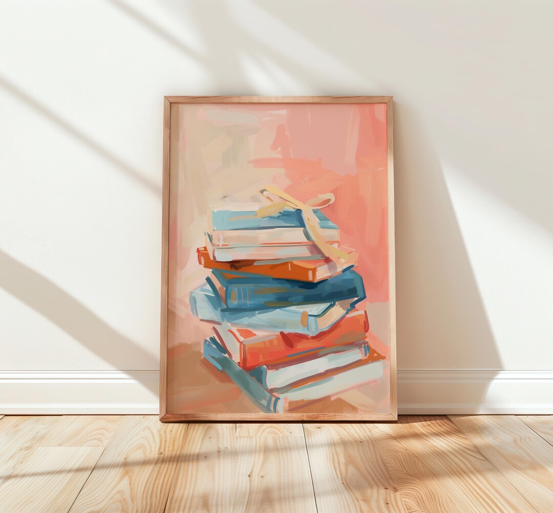 Vintage Book Stack Watercolor Art - Printable Wall Decor, Autumn ...