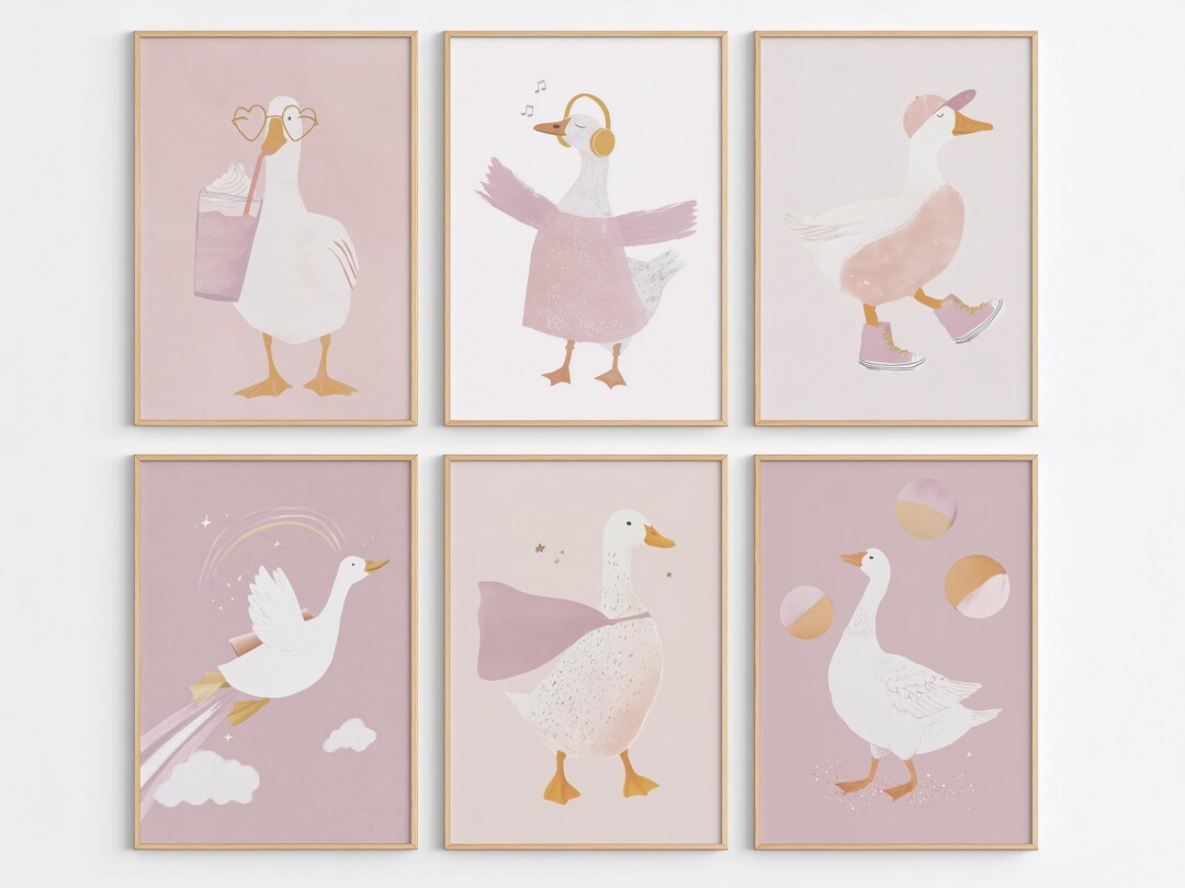 Silly Goose Art, Cute Goose Poster, Cute Animal Nursery Prints, Kids ...