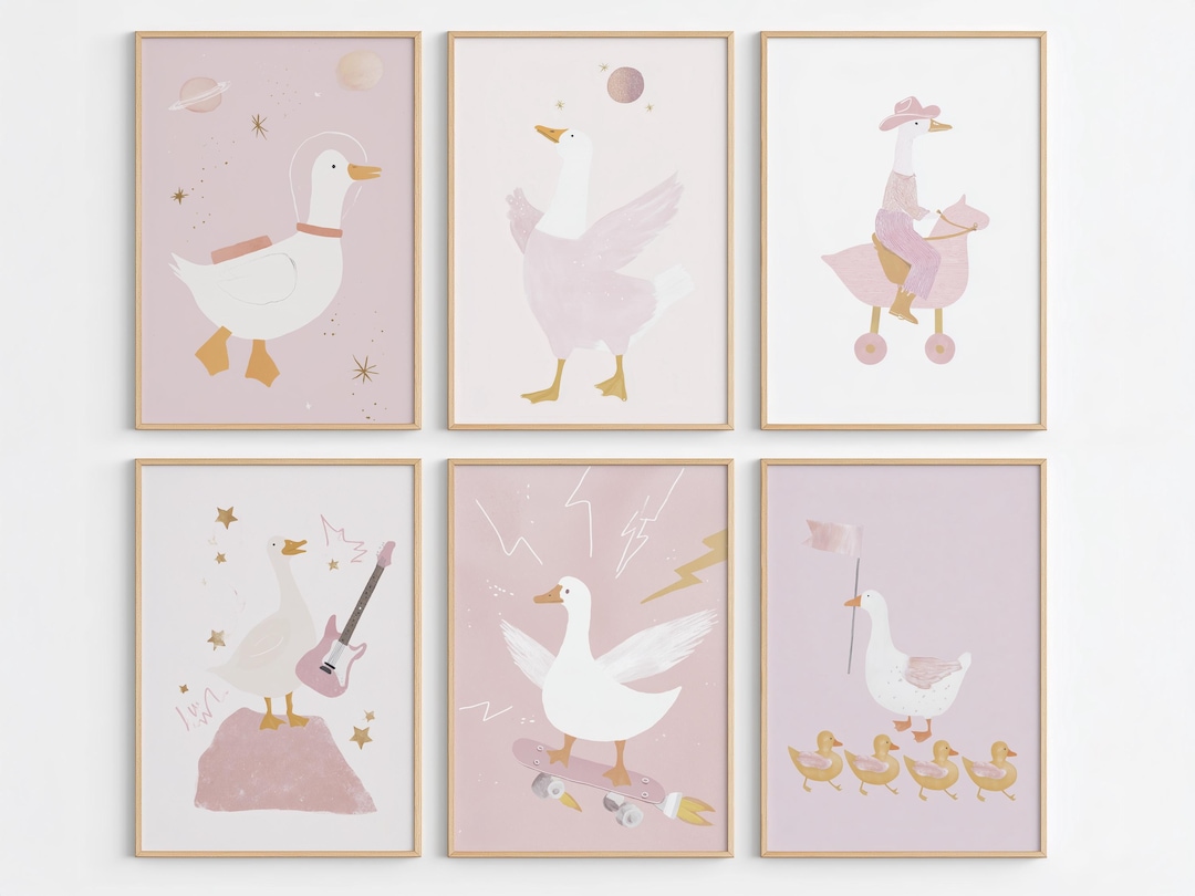 Silly Goose Art Cute, Goose Poster, Cute Animal Wall Art, Kids Room ...