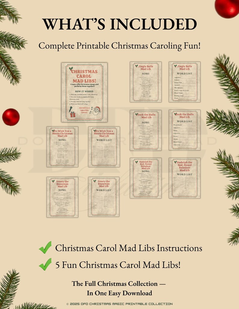 Christmas Activity for Children – Printable Carol Mad Libs | Funny ...
