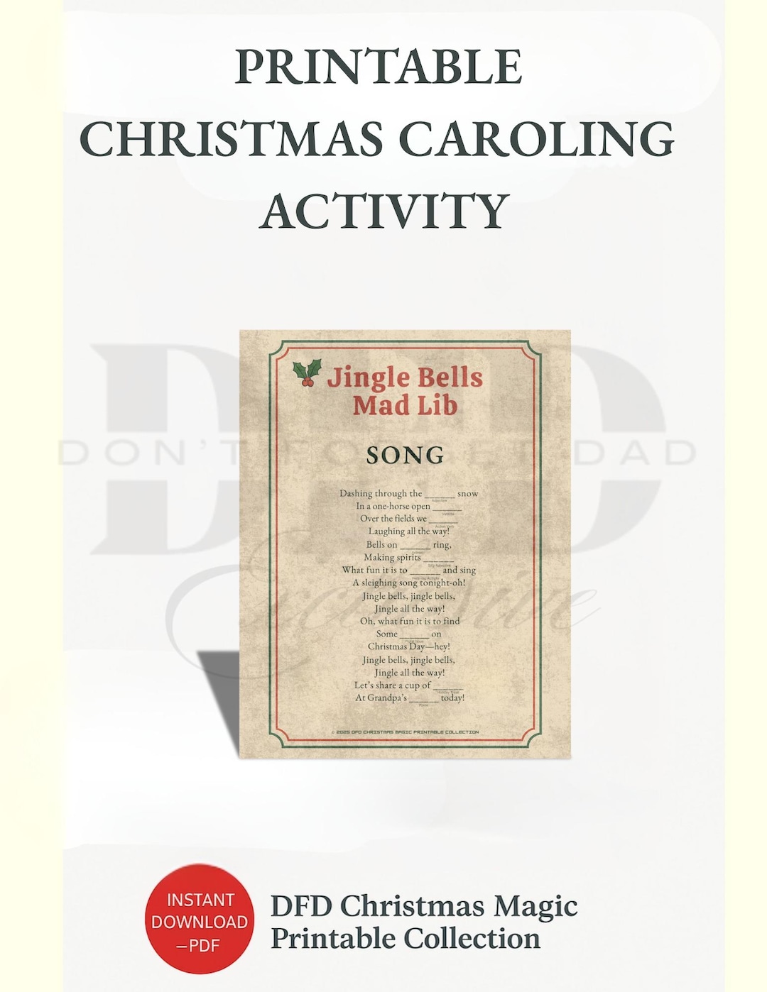 Christmas Activity for Children – Printable Carol Mad Libs | Funny ...