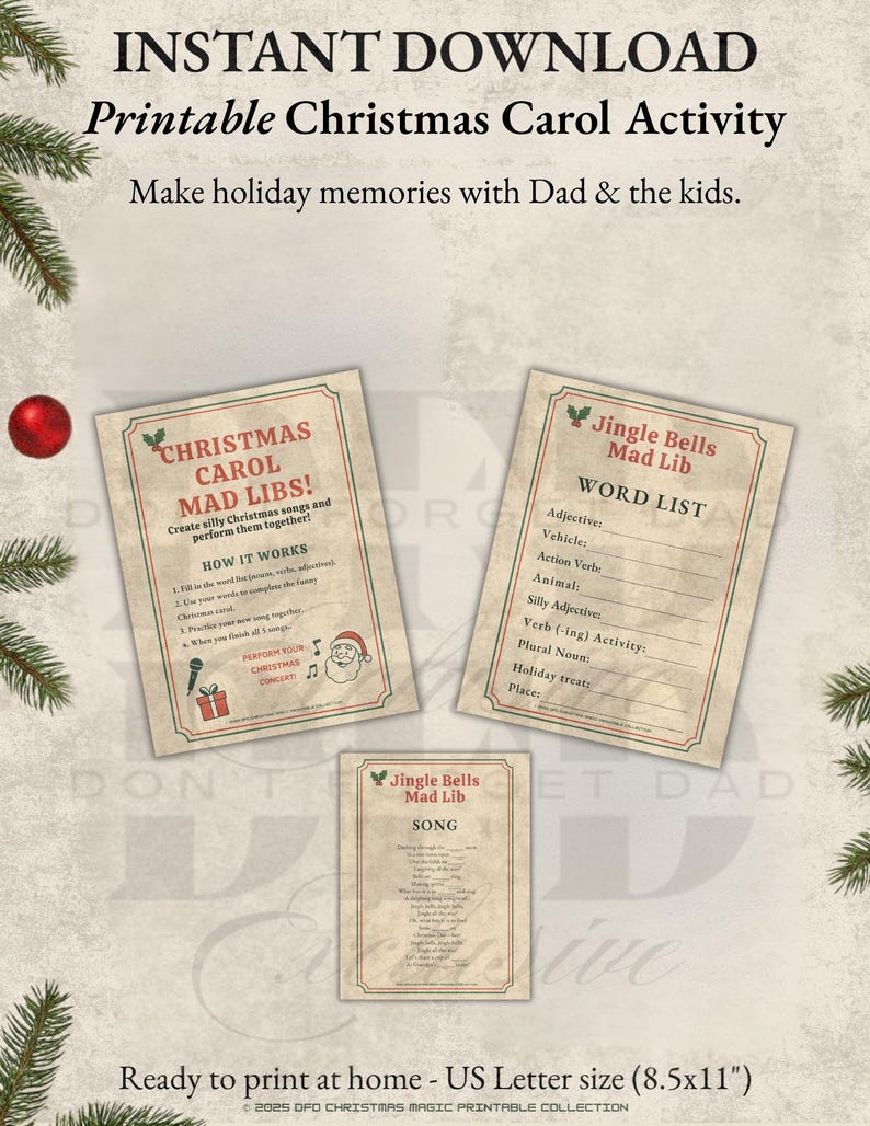 Christmas Activity for Children – Printable Carol Mad Libs | Funny ...