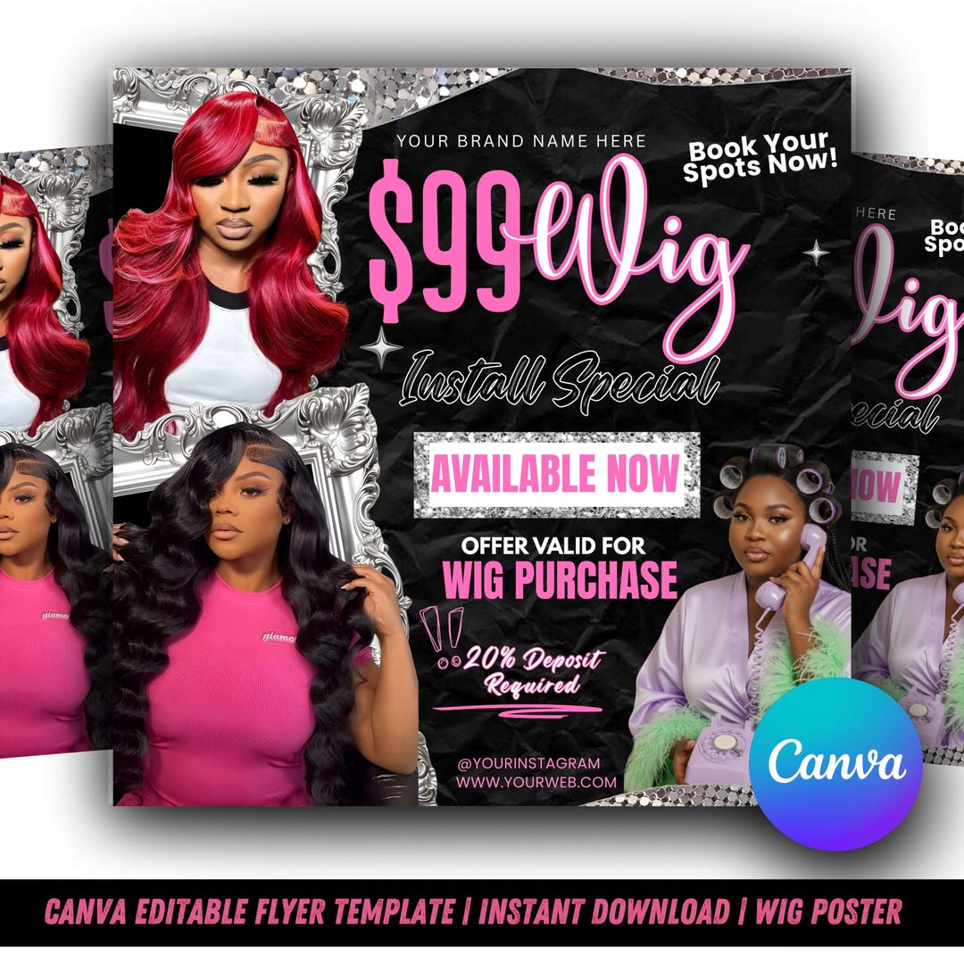 Wig Install Special Flyer Template | Beauty Salon Marketing (digital ...