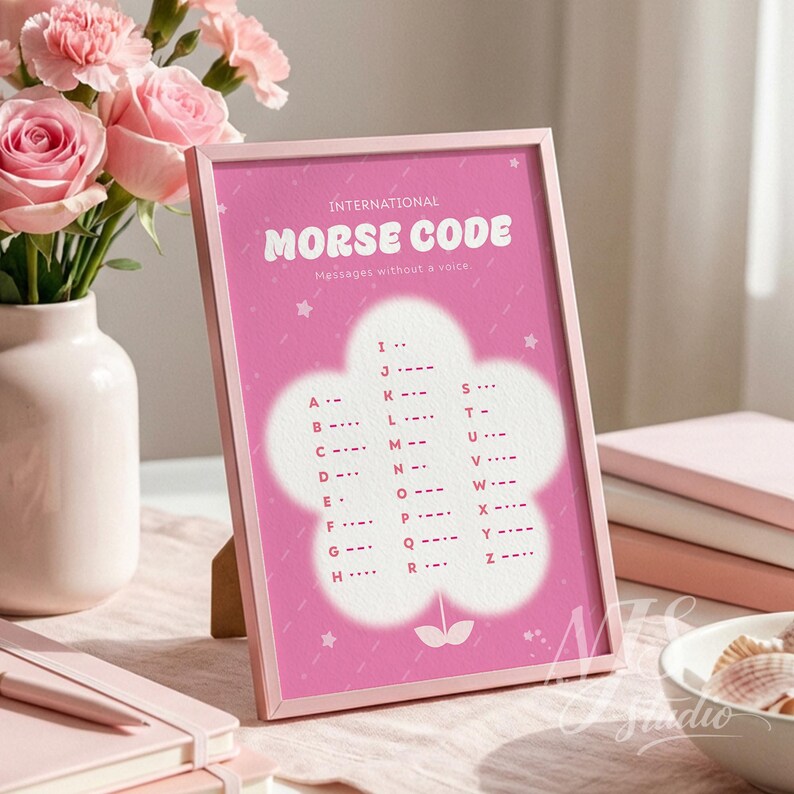 Morse Code Alphabet Chart Printable | Pink Educational Wall Art ...