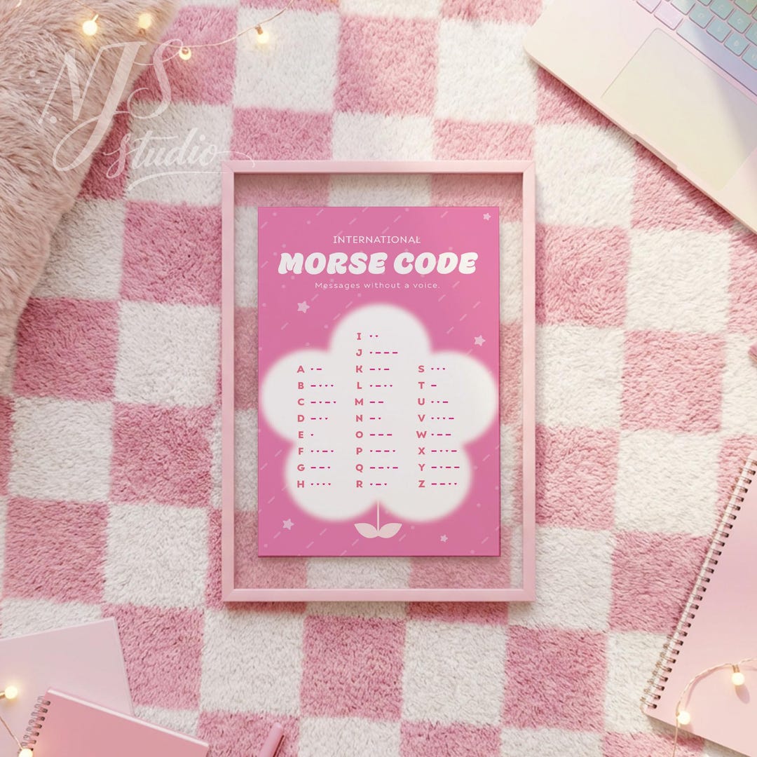 Morse Code Alphabet Chart Printable | Pink Educational Wall Art ...