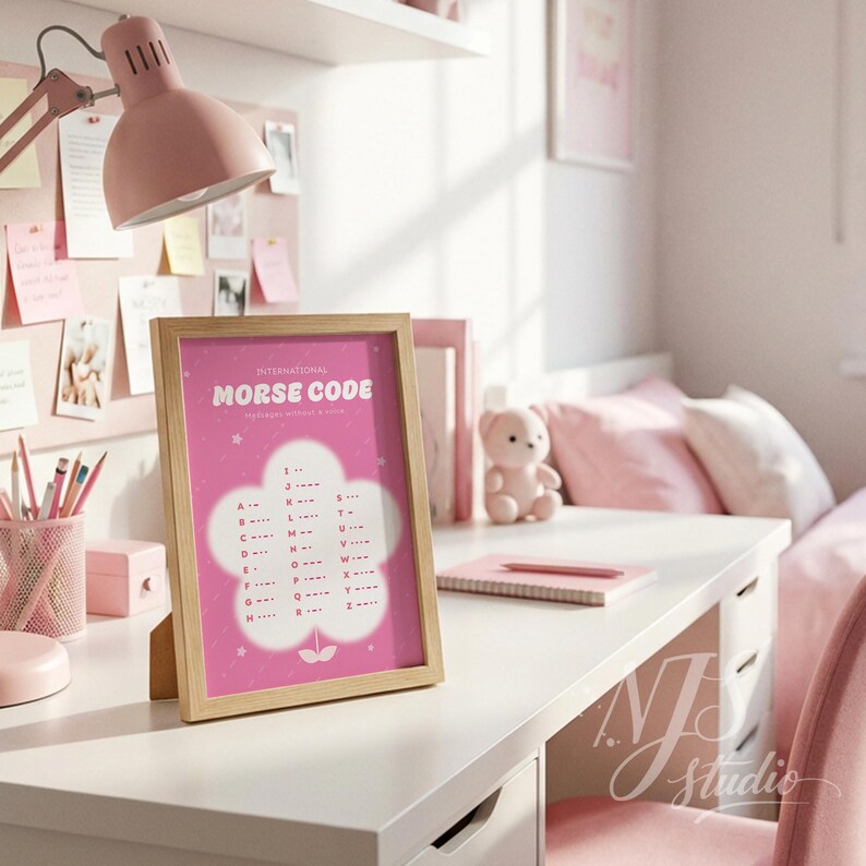 Morse Code Alphabet Chart Printable | Pink Educational Wall Art ...