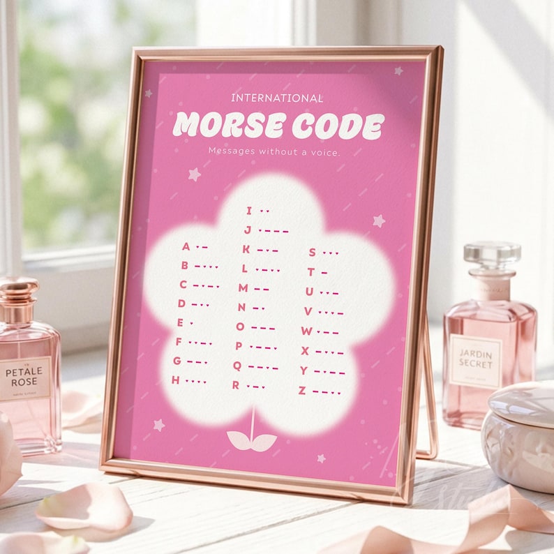 Morse Code Alphabet Chart Printable | Pink Educational Wall Art ...