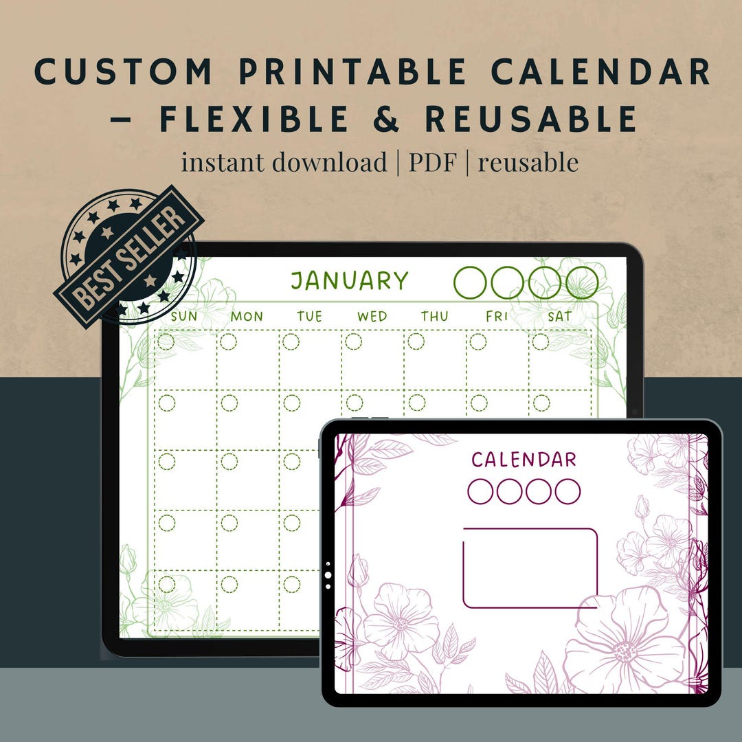 Custom Printable Calendar – Flexible & Reusable - Etsy