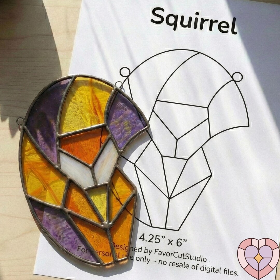 Squirrel Stained Glass Pattern – Beginner Friendly Geometric Suncatcher ...