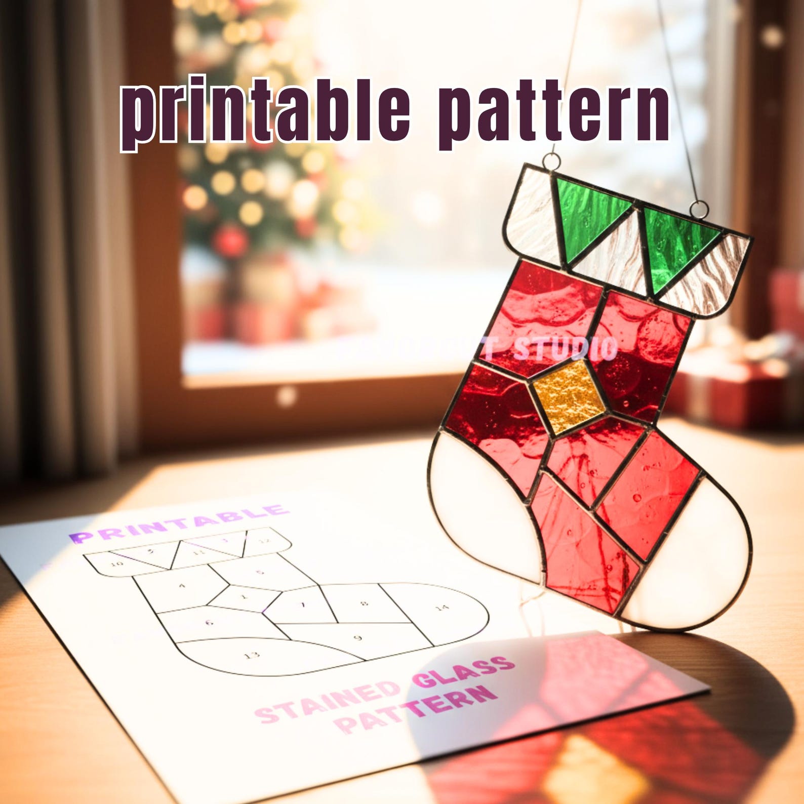 Christmas Stocking Stained Glass Pattern | Beginner Friendly DIY ...