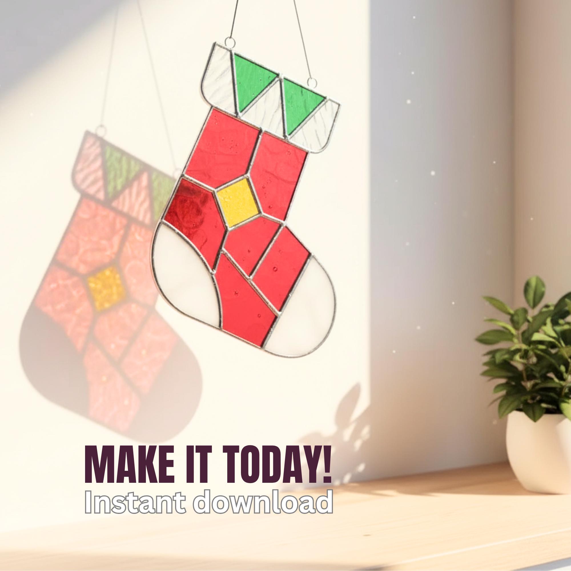 Christmas Stocking Stained Glass Pattern | Beginner Friendly DIY ...