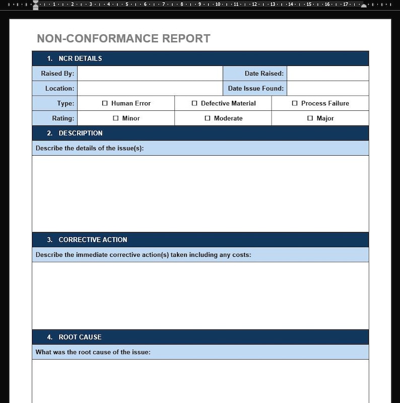 Non-conformance Report NCR Template - Simple & Customizable | EZYSHEQ ...