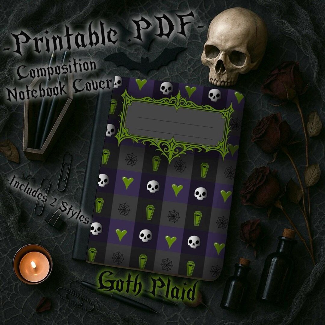 Goth Plaid – Spooky Printable Notebook Cover PDF - Etsy