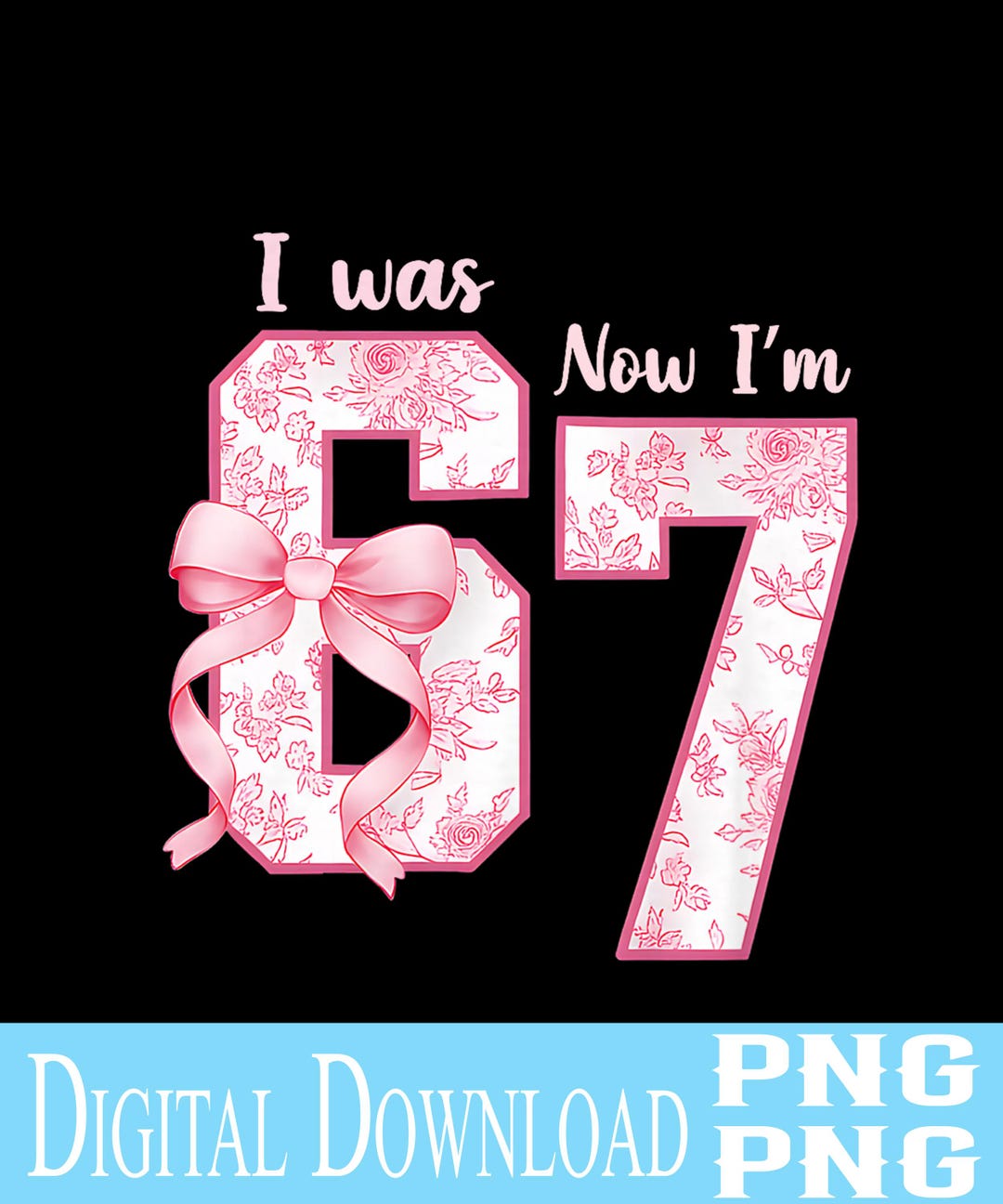 Cute 7th Birthday Girl PNG, Was 6 Now I’m 7 67 Funny Meme, Pink ...