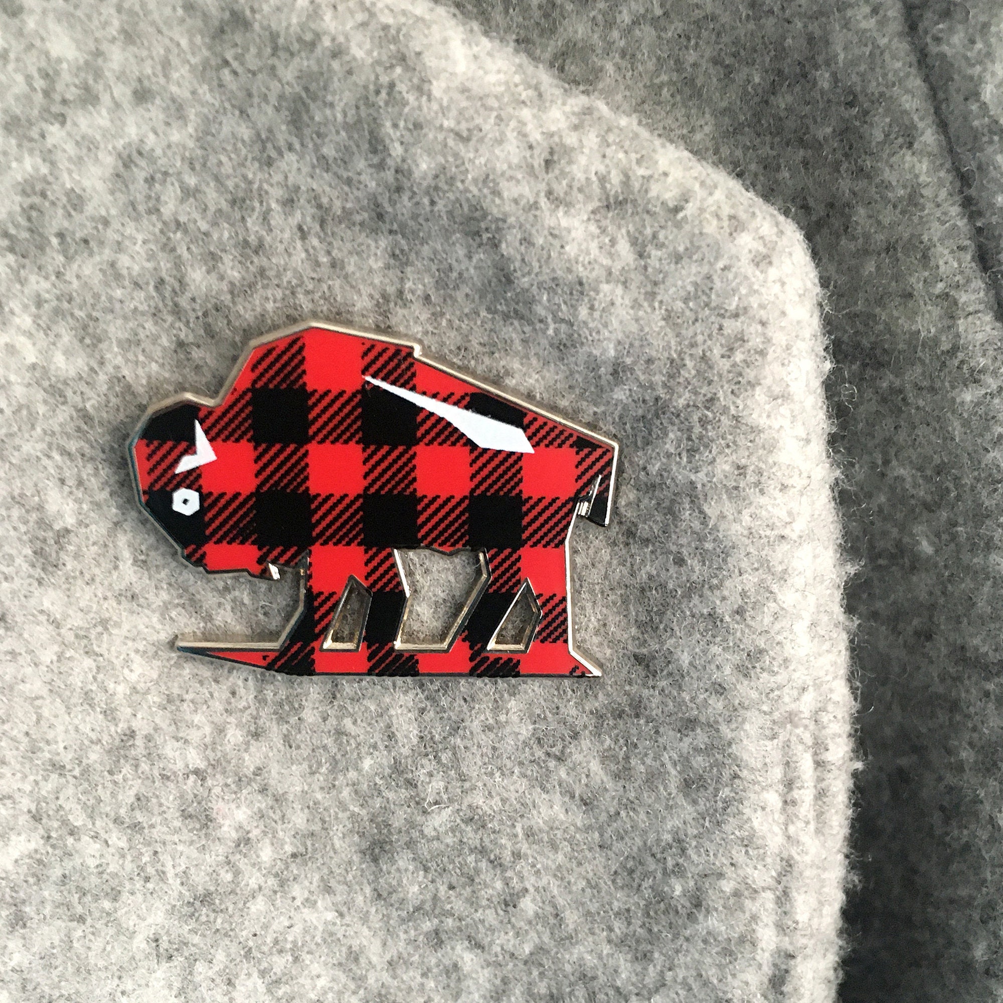 Buffalo Check Enamel Pin - Etsy