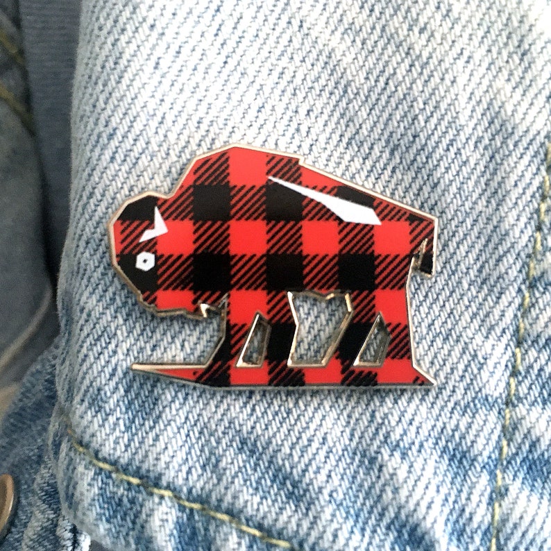 Buffalo Check Enamel Pin - Etsy